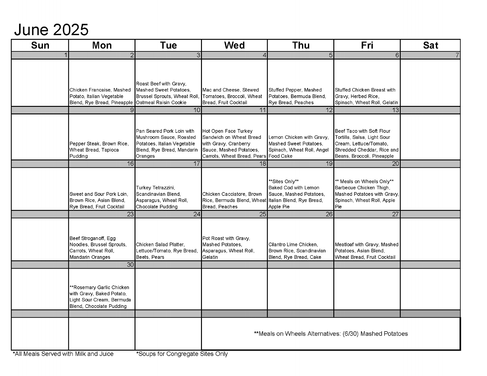 Congregate Nutrition Programs - Sussex County