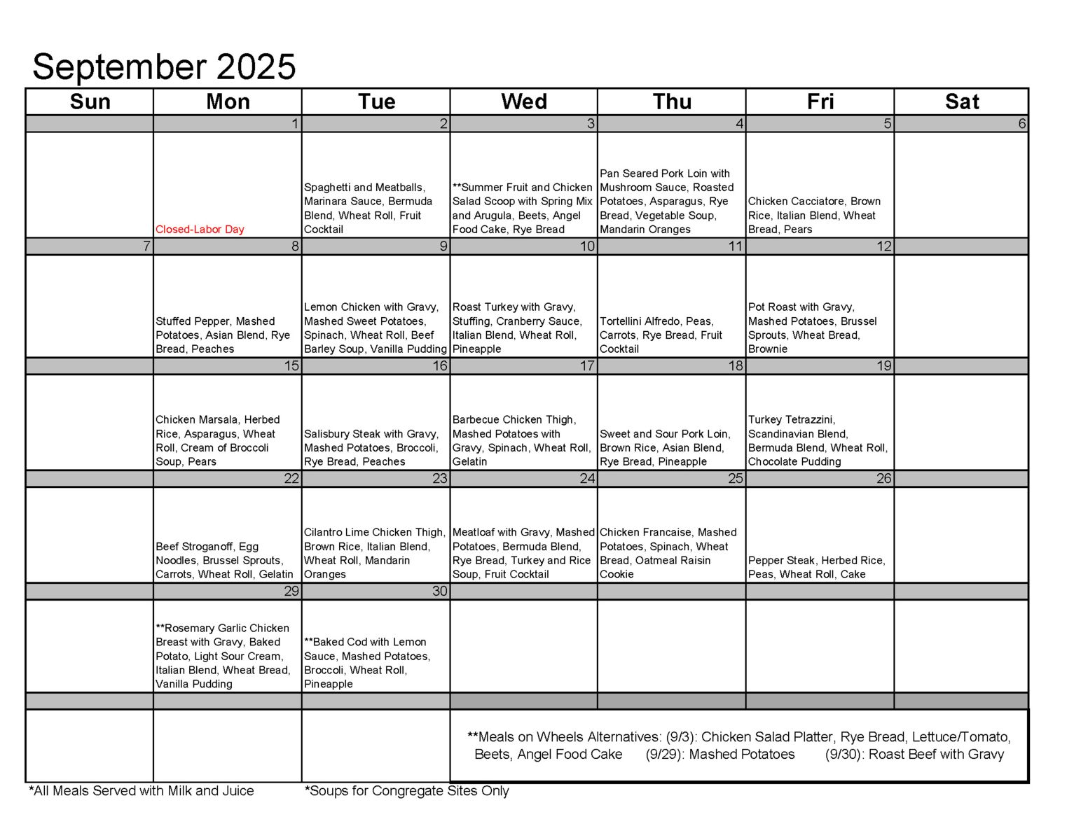 Congregate Nutrition Programs - Sussex County